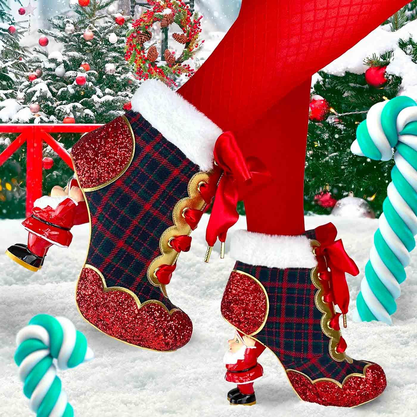 IRREGULAR CHOICE Chimney Chums Christmas Heel Boots