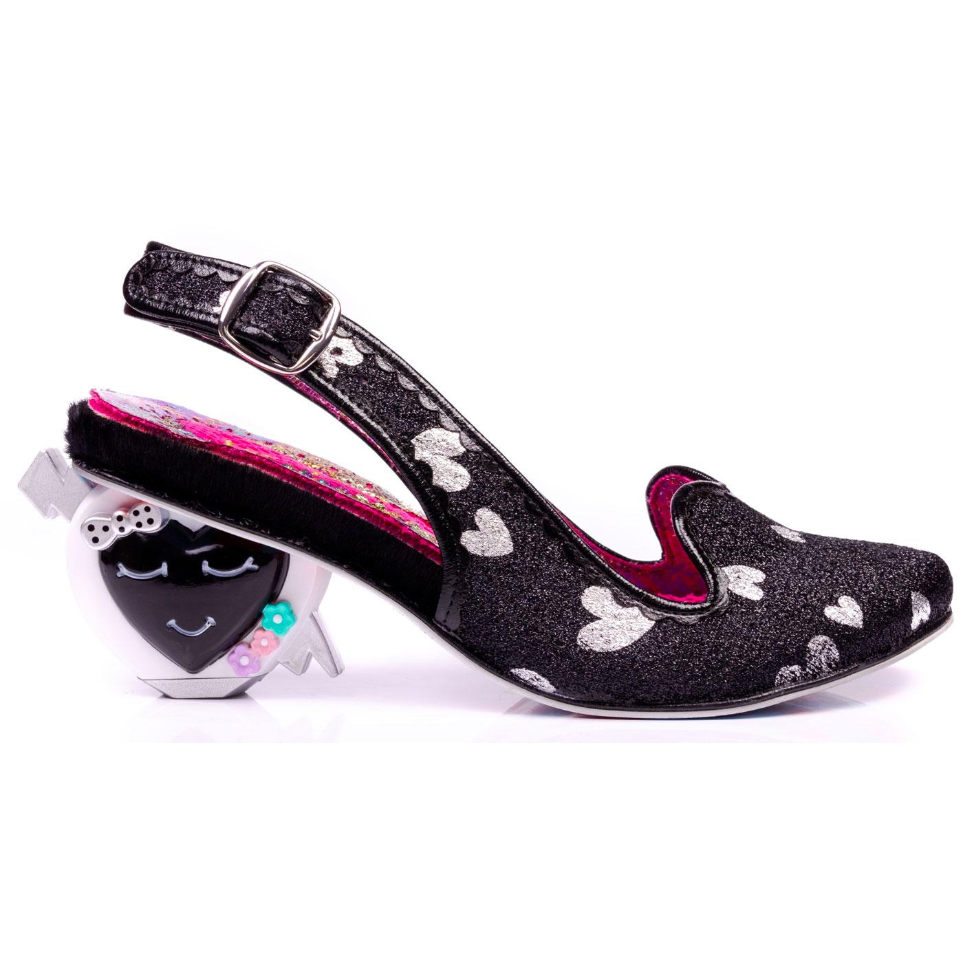 IRREGULAR CHOICE Agapi Slingback Texture Heart Heels