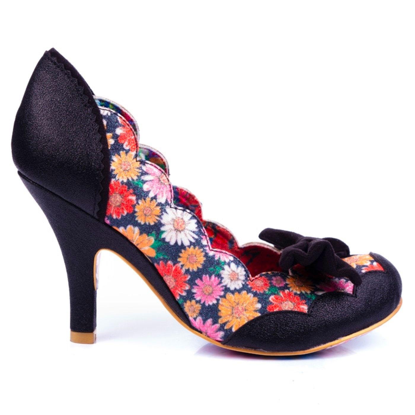 IRREGULAR CHOICE Beach Trip Floral Glitter Bow Heels