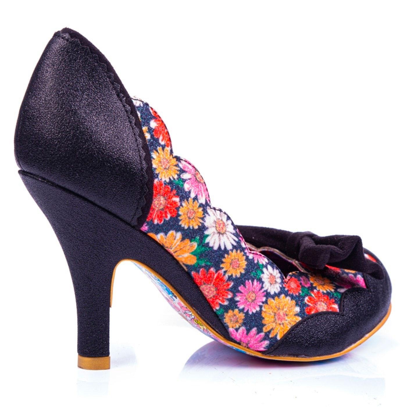 IRREGULAR CHOICE Beach Trip Floral Glitter Bow Heels