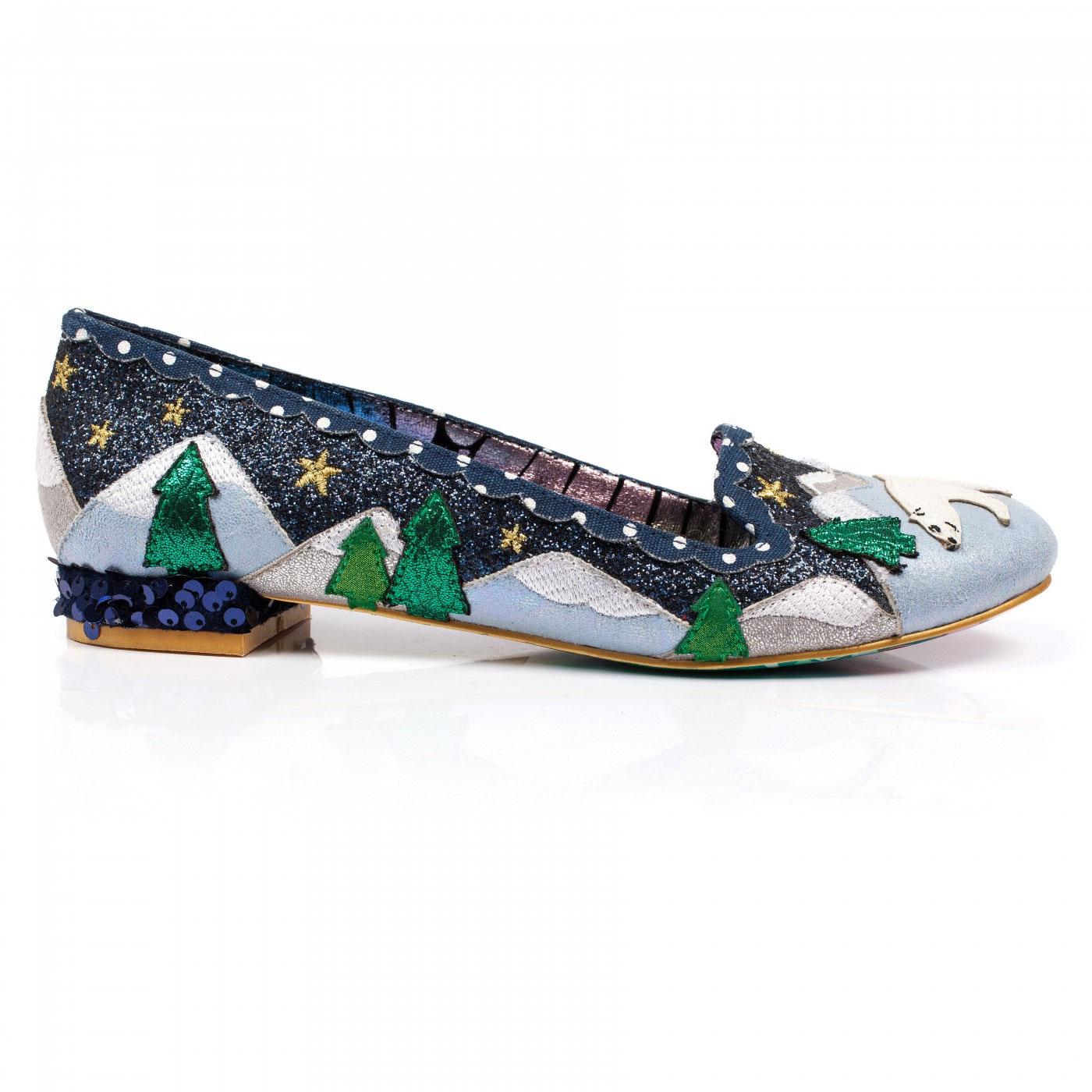 IRREGULAR CHOICE Binksy Bear Retro Snow Scene Flats