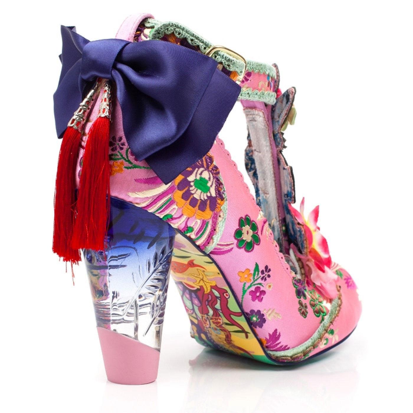 IRREGULAR CHOICE Blossom Bunny Silk Floral Heels Pink