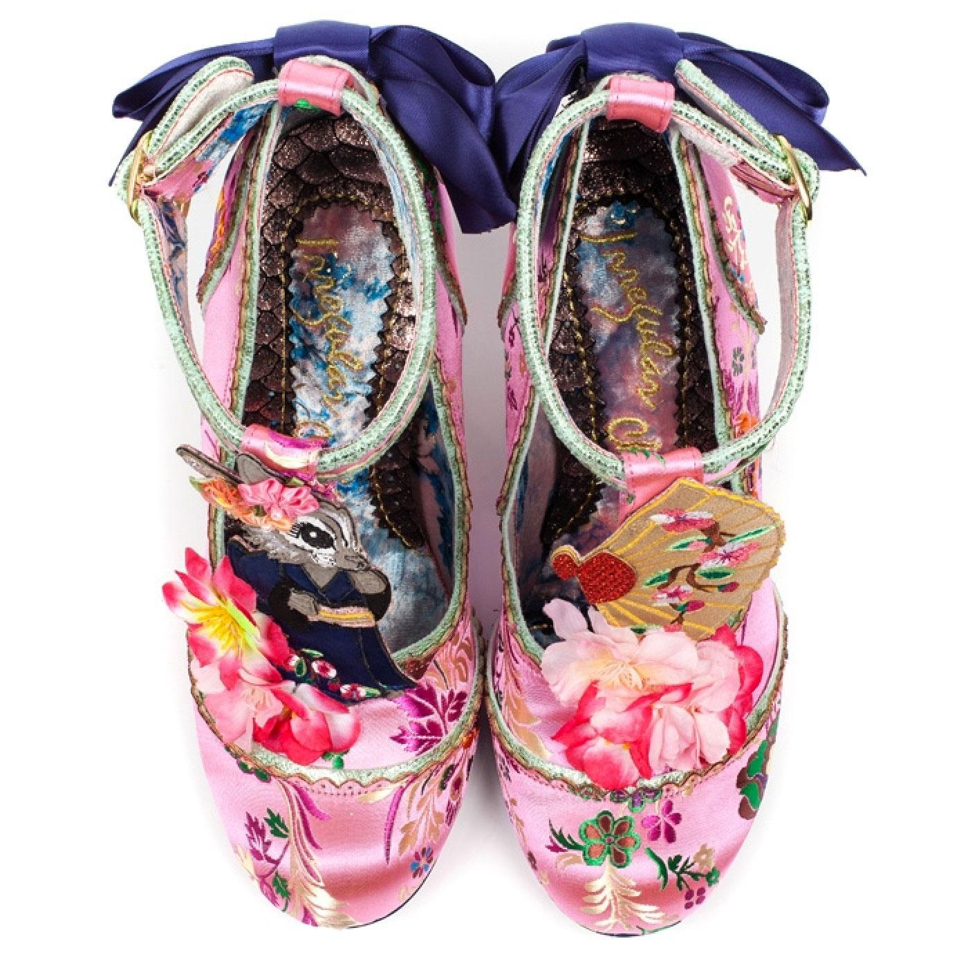 IRREGULAR CHOICE Blossom Bunny Silk Floral Heels Pink