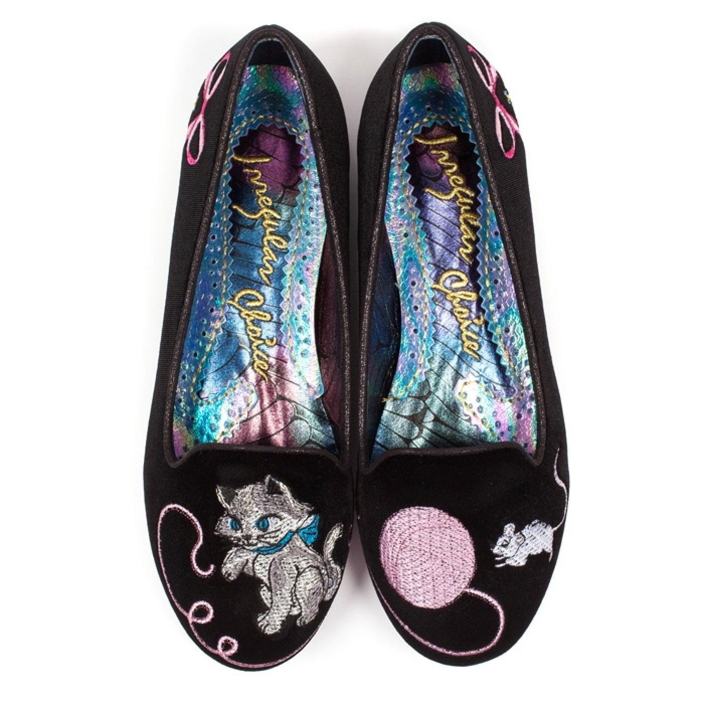 IRREGULAR CHOICE The Cats Miaow Kitty Flats Black