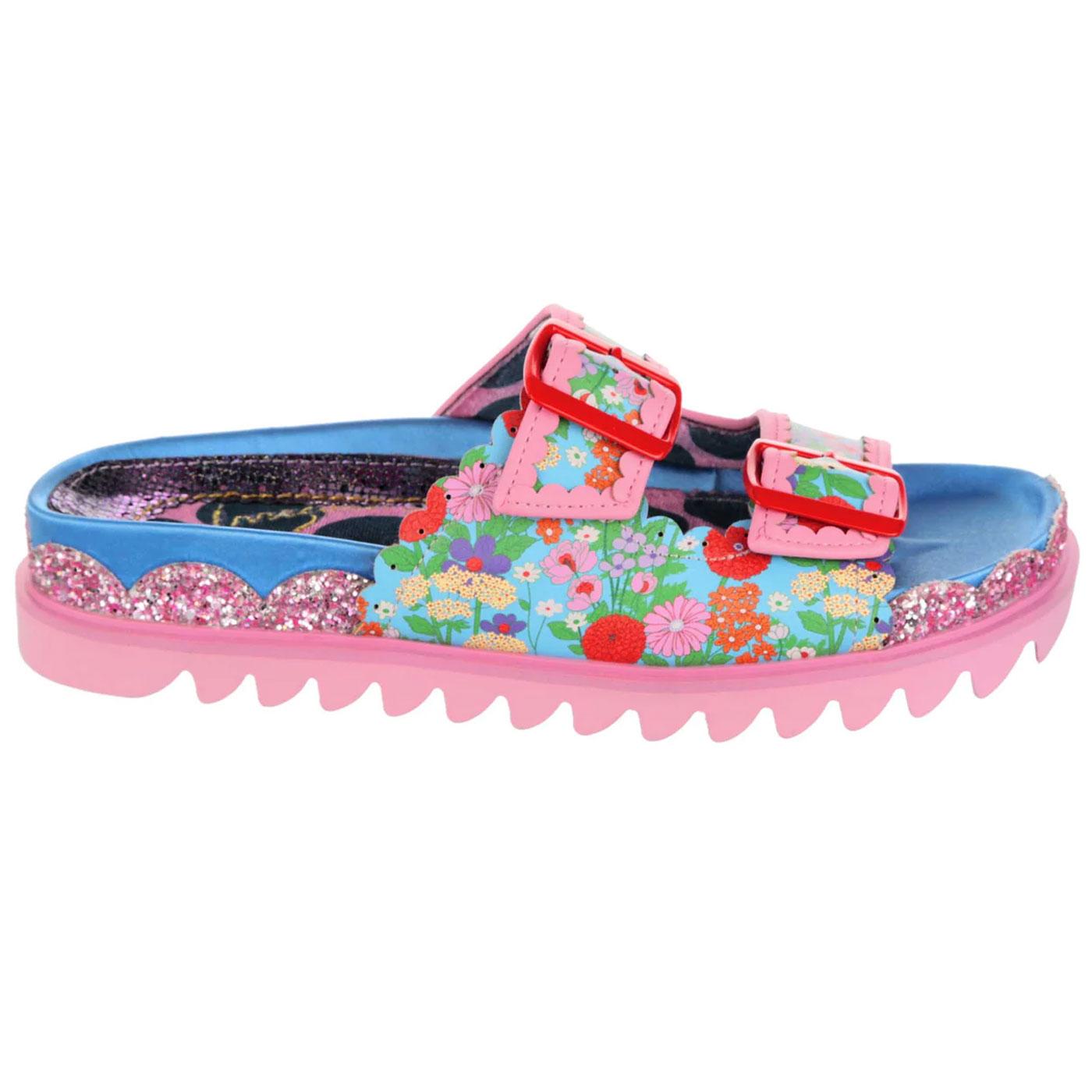 Irregular Choice Garden Gander Floral Slider Sandals in Pink