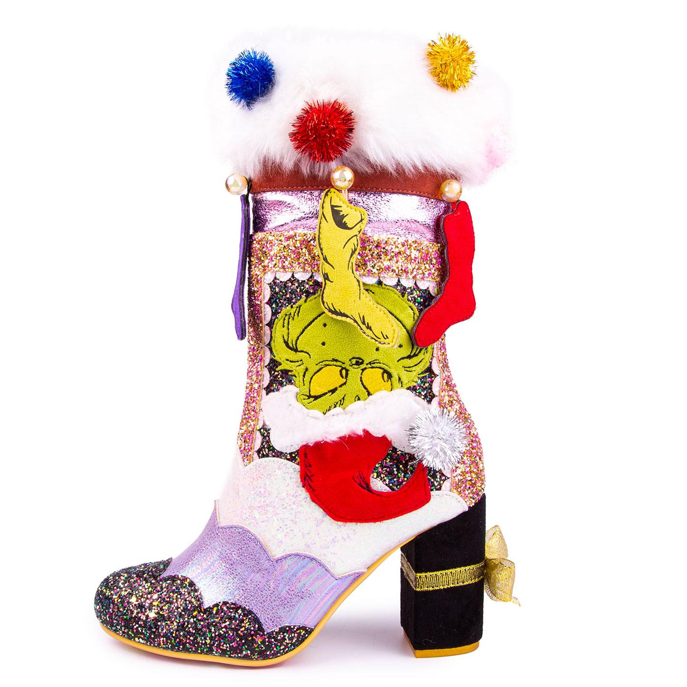 IRREGULAR CHOICE x GRINCH I'm Here For The Presents Boots