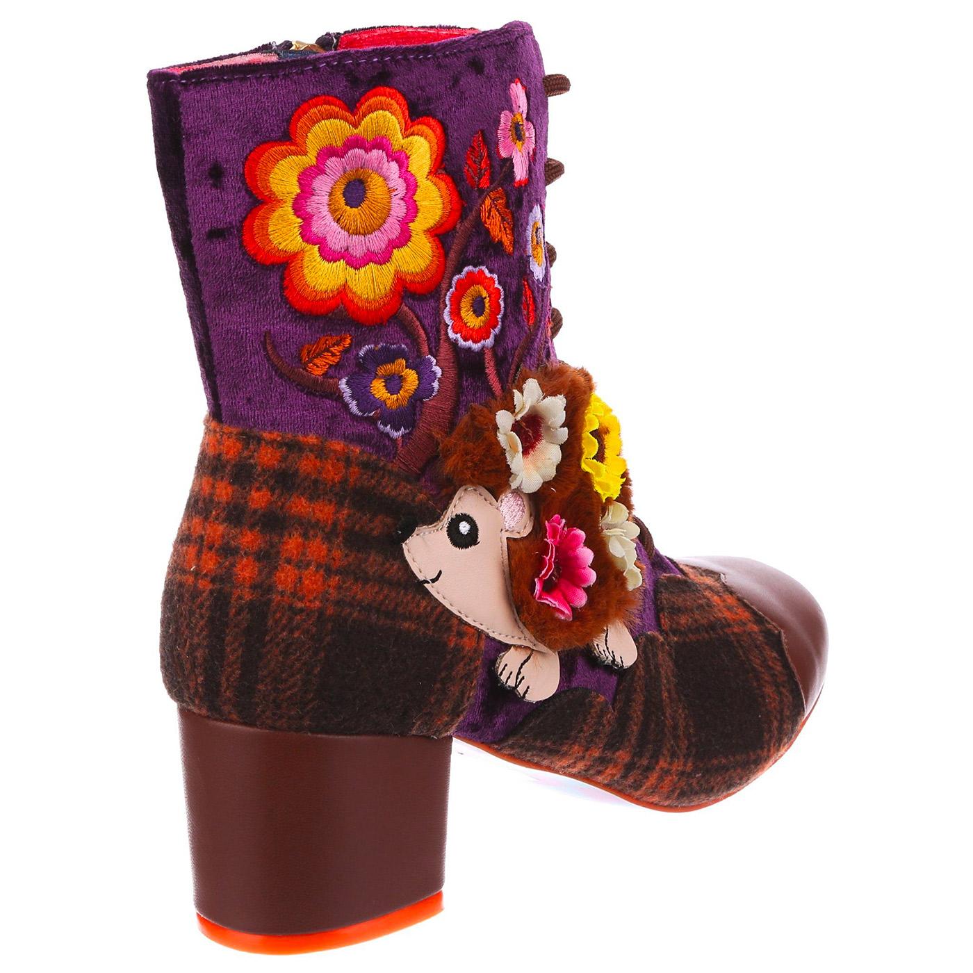 Hedge Hugs IRREGULAR CHOICE Hedghog Boots in Purple