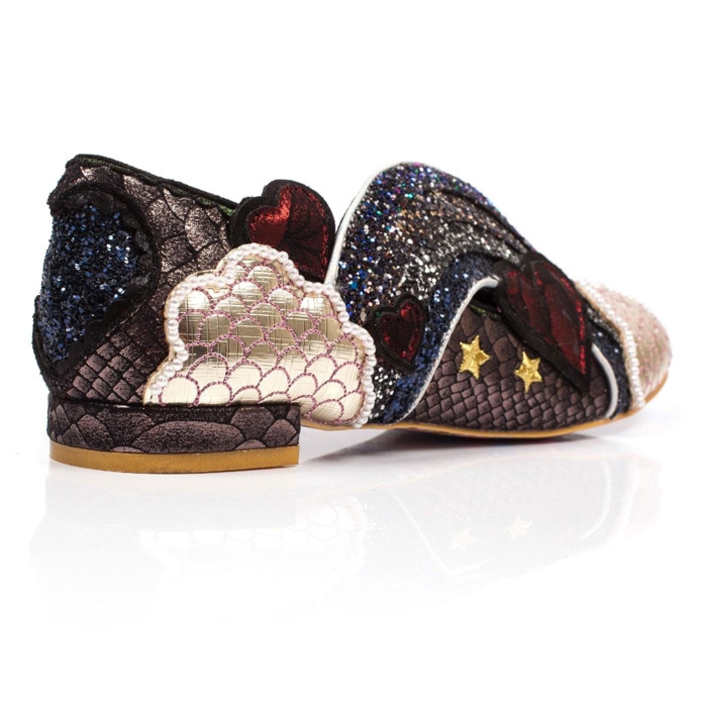 IRREGULAR CHOICE Holiday Romance Rainbow Flats Black