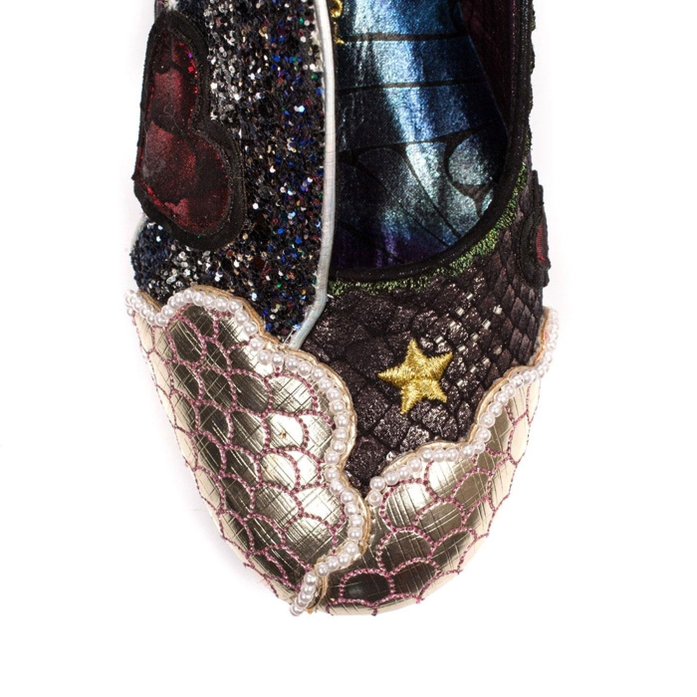 IRREGULAR CHOICE Holiday Romance Rainbow Flats Black