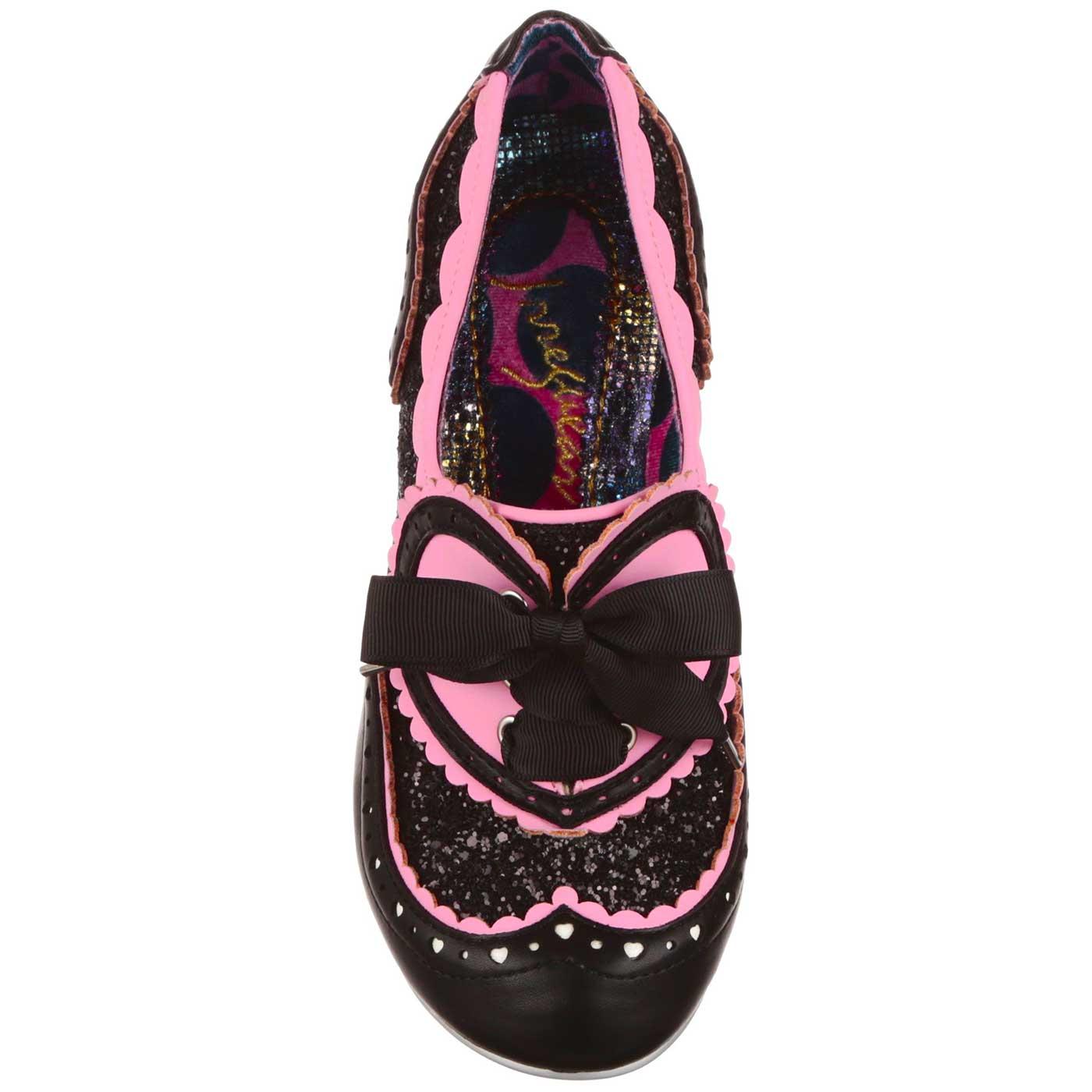 Irregular Choice Jazz Cat Retro Mid Heel Lace Up Shoes Black