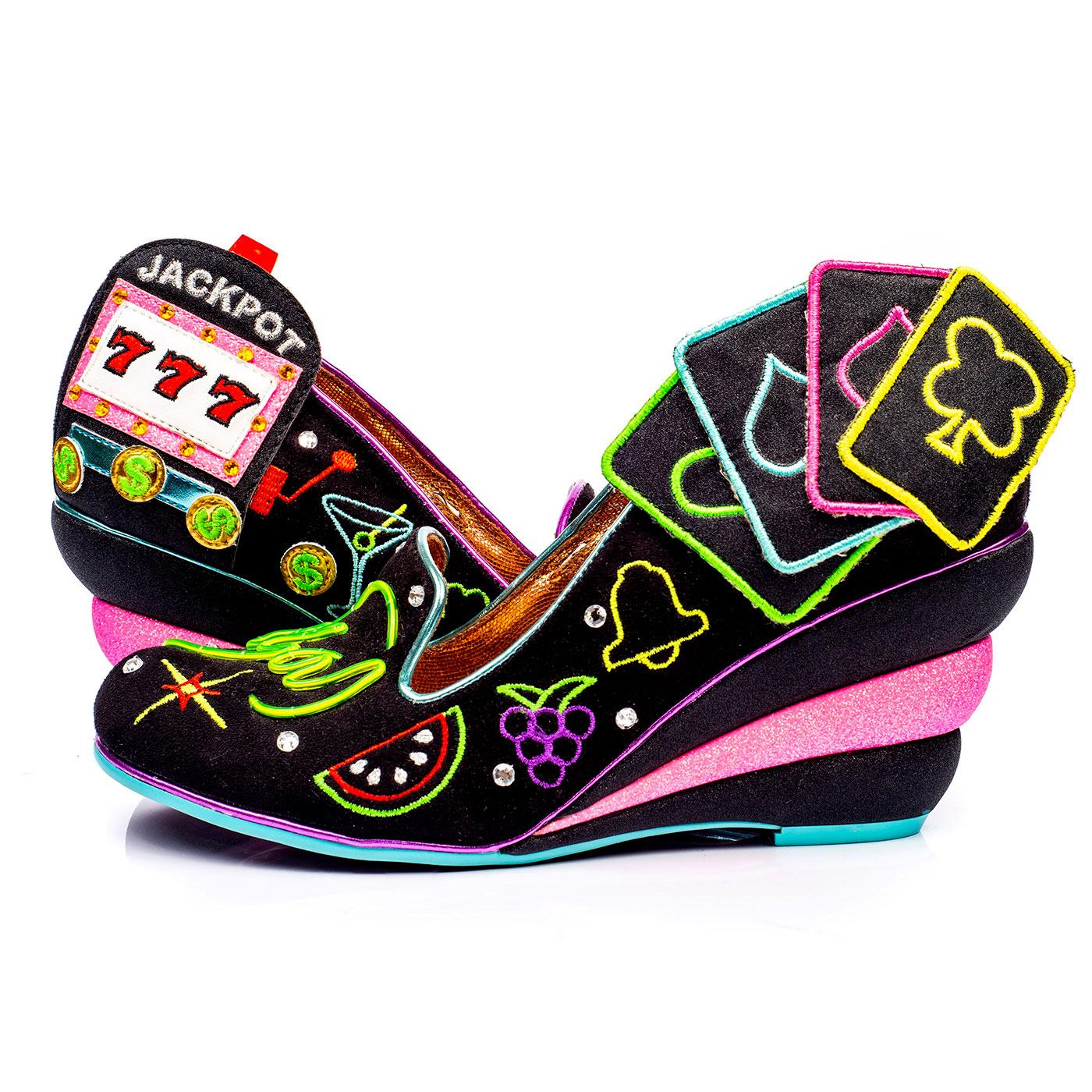 IRREGULAR CHOICE Las Vagas Retro Neon Light Up Wedges