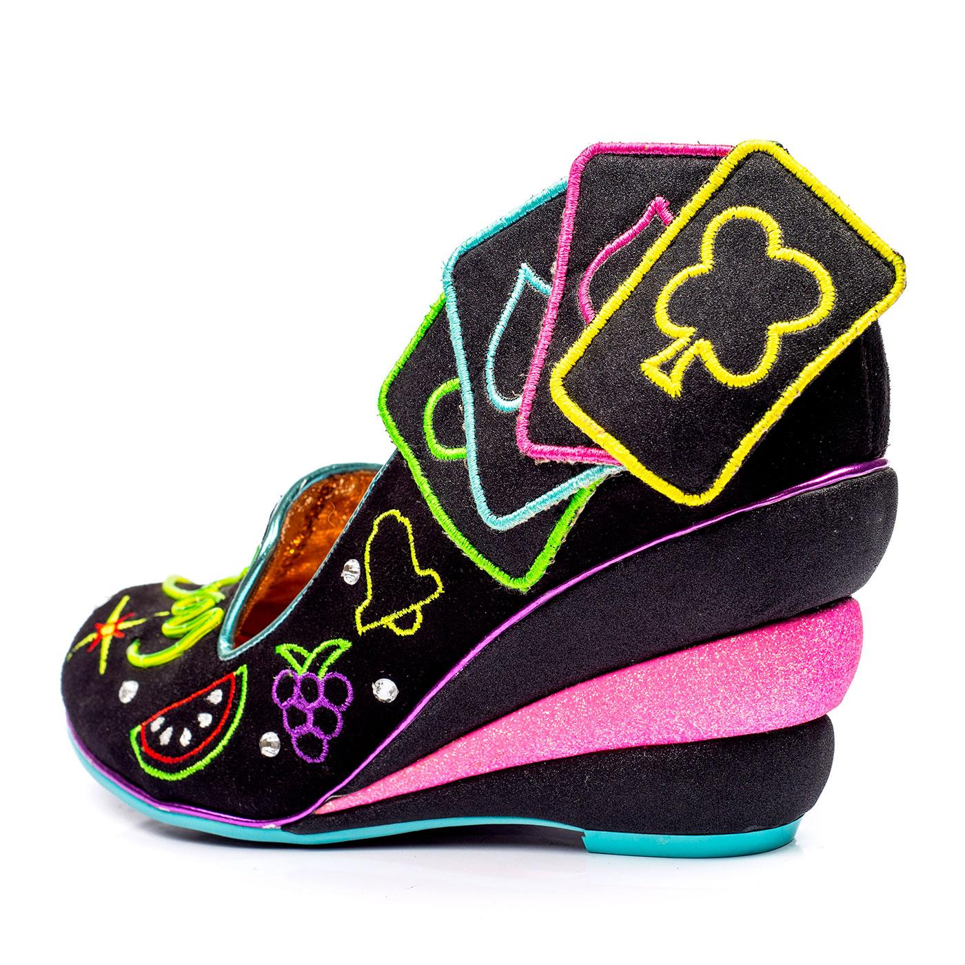 IRREGULAR CHOICE Las Vagas Retro Neon Light Up Wedges