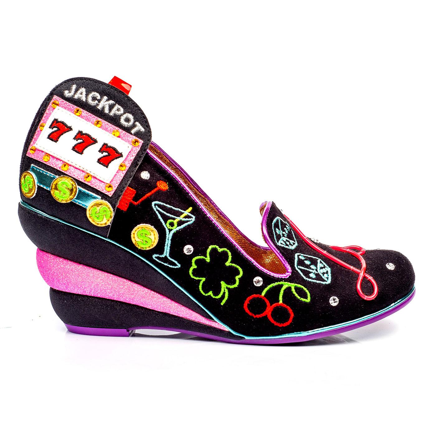 IRREGULAR CHOICE Las Vagas Retro Neon Light Up Wedges
