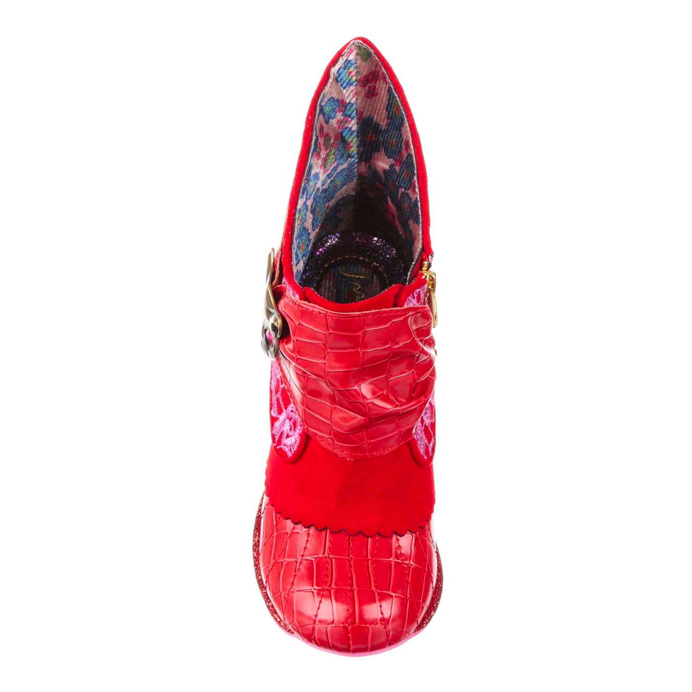 Irregular Choice Miaow Cat Ankle Boots in Red Pink