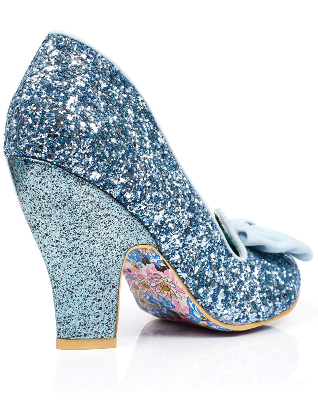 IRREGULAR CHOICE Nick Of Time 50s Retro Bow Heels in Blue