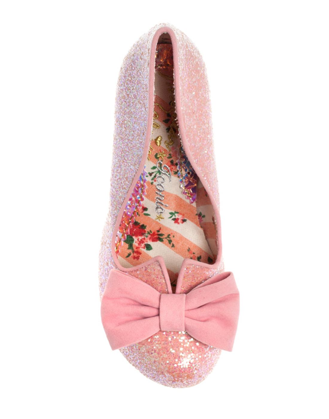 IRREGULAR CHOICE Nick Of Time 50s Retro Bow Heels in Pink