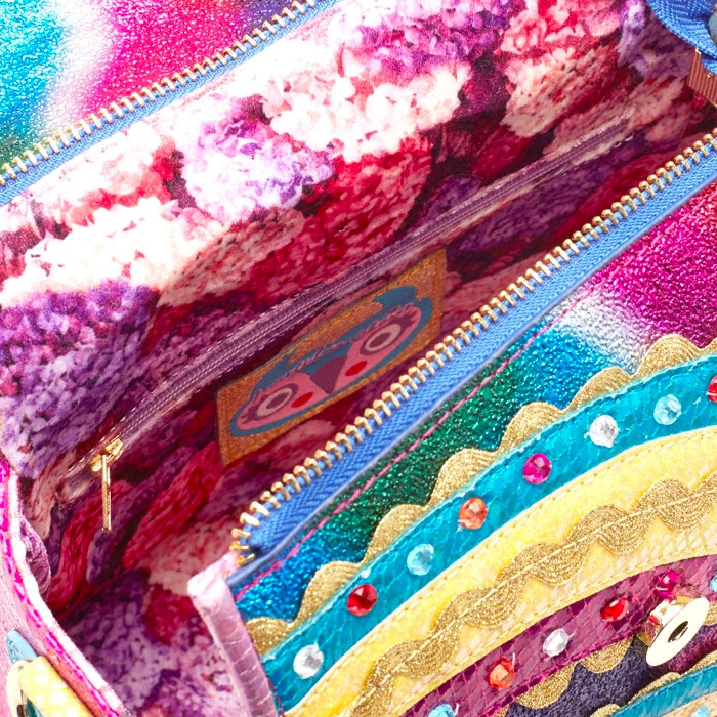 IRREGULAR CHOICE Rainbow Splash Retro Handbag Pink