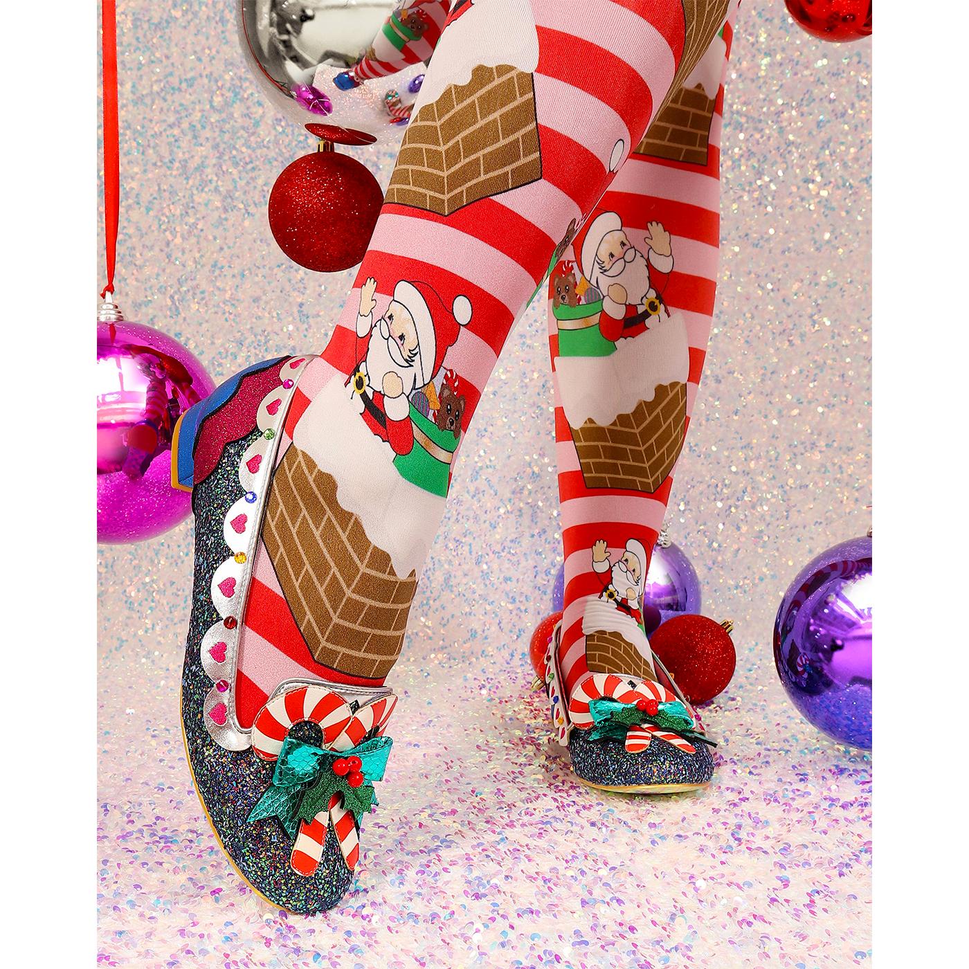 IRREGULAR CHOICE Santa Christmas Tights in Red