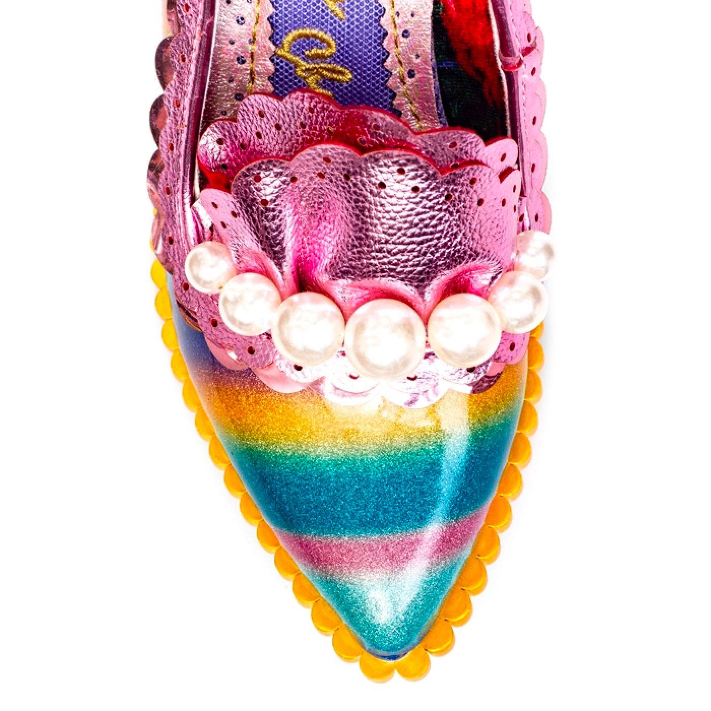 IRREGULAR CHOICE Seaside Paddle Retro Rainbow Heels