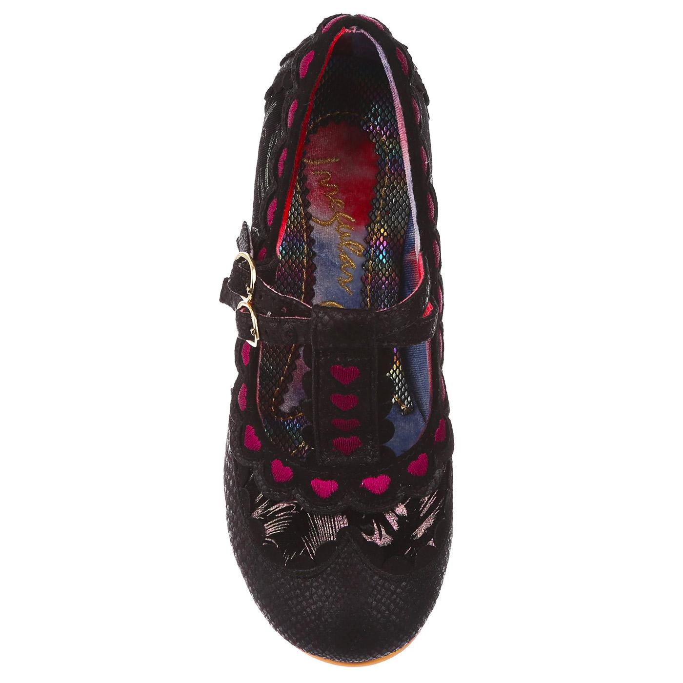 IRREGULAR CHOICE Serendipity Retro Heart Heels in Black