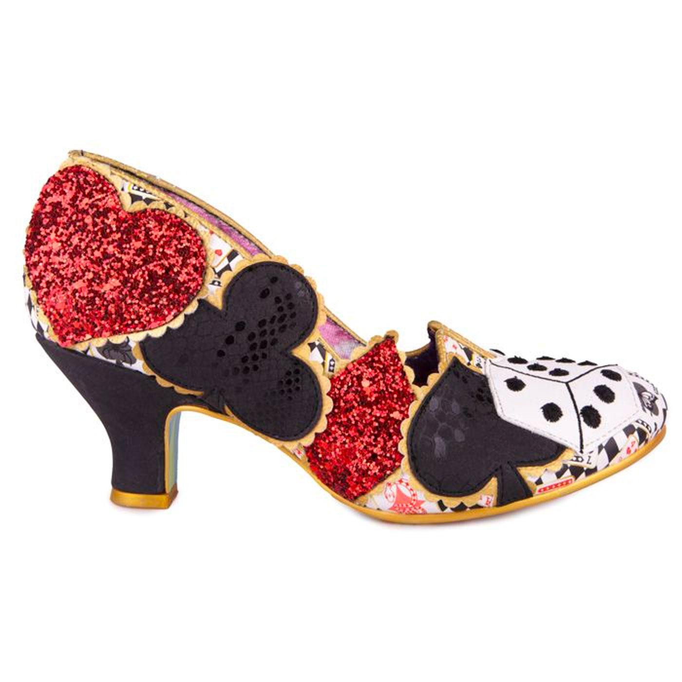 IRREGULAR CHOICE Showdown Playing Card Shoes in Black