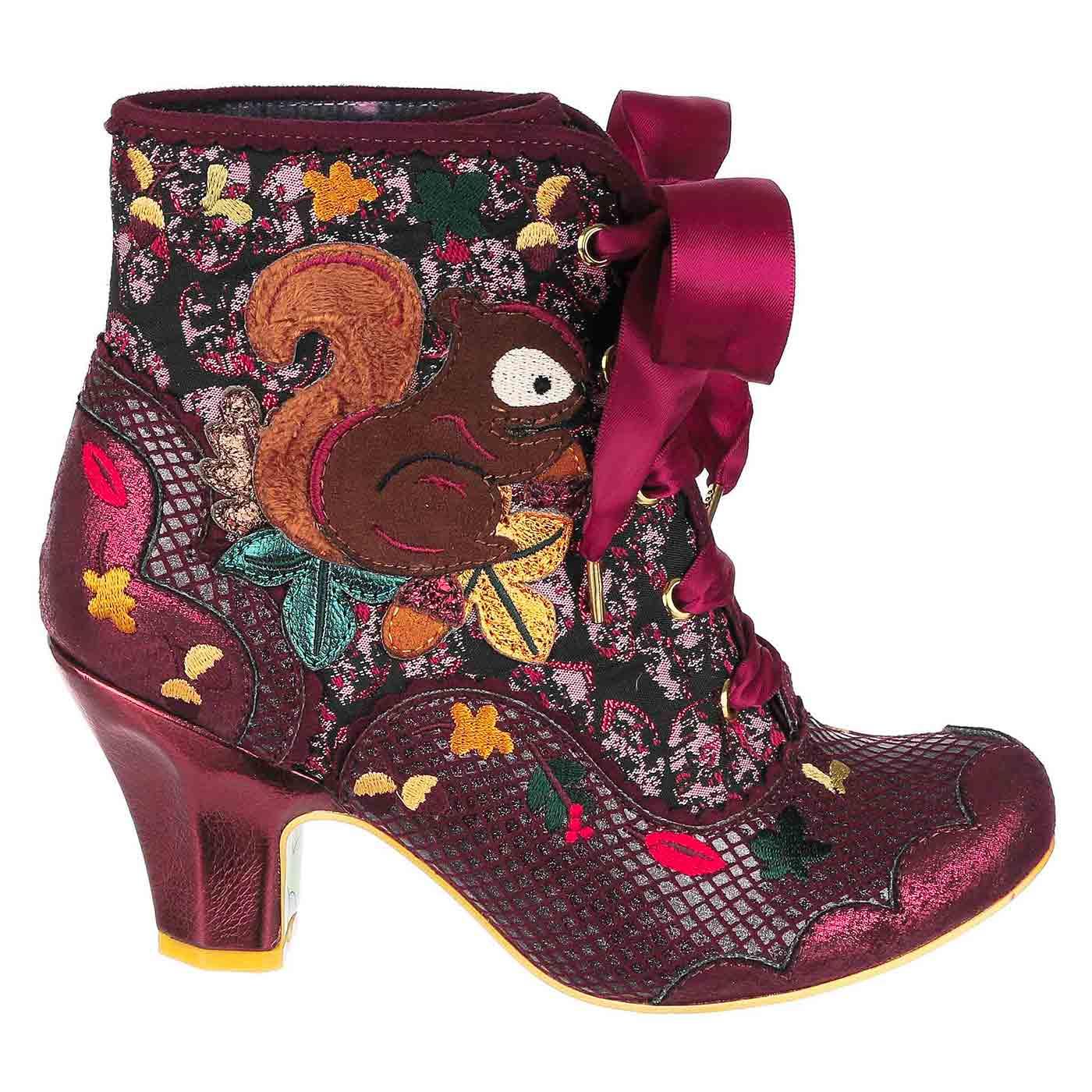 Squirrel Away IRREGULAR CHOICE Woodland Heel Boots Red