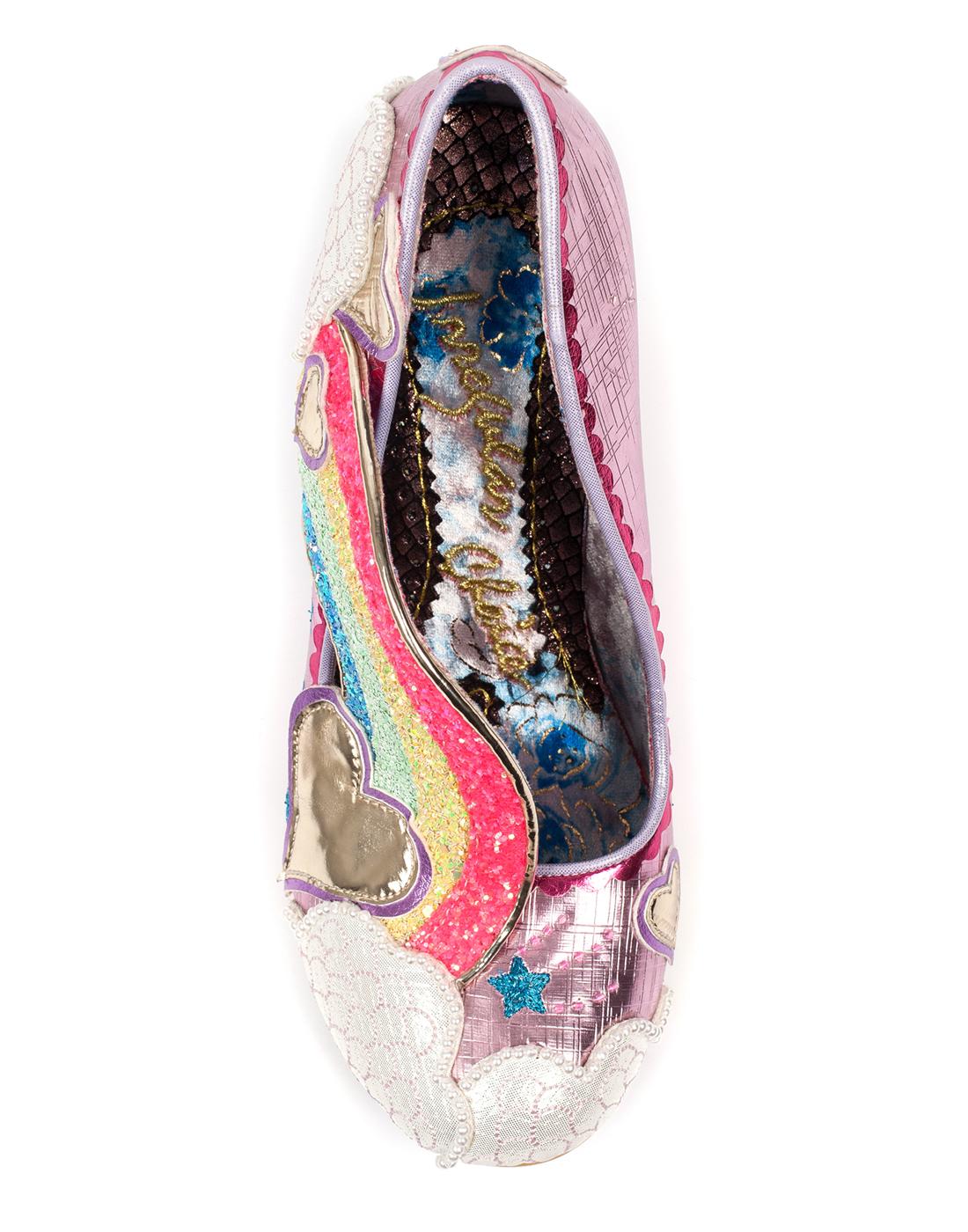 IRREGULAR CHOICE Summer of Love Rainbow Heels in Pink
