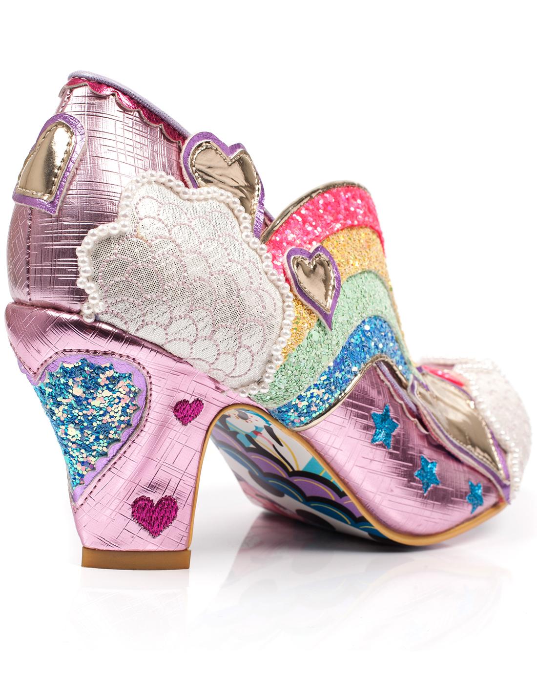IRREGULAR CHOICE Summer of Love Rainbow Heels in Pink