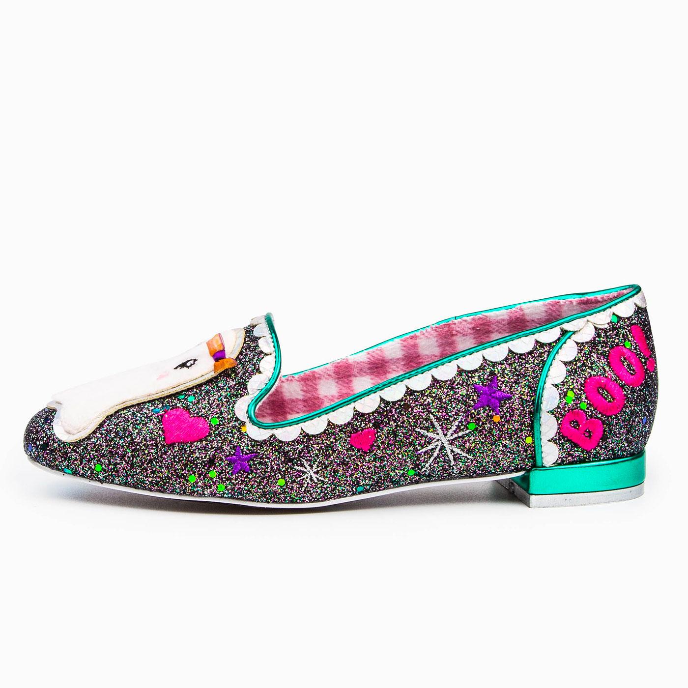 IRREGULAR CHOICE Til Death Halloween Ghost Flat Shoes