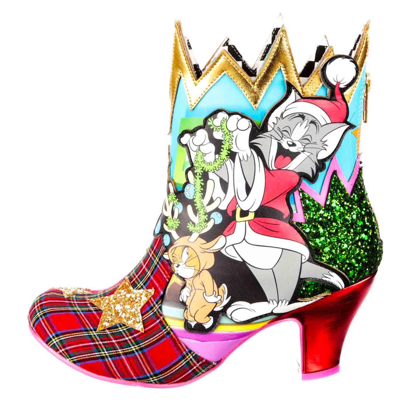 IRREGULAR CHOICE x TOM & JERRY Tom Tree Heel Boots Green