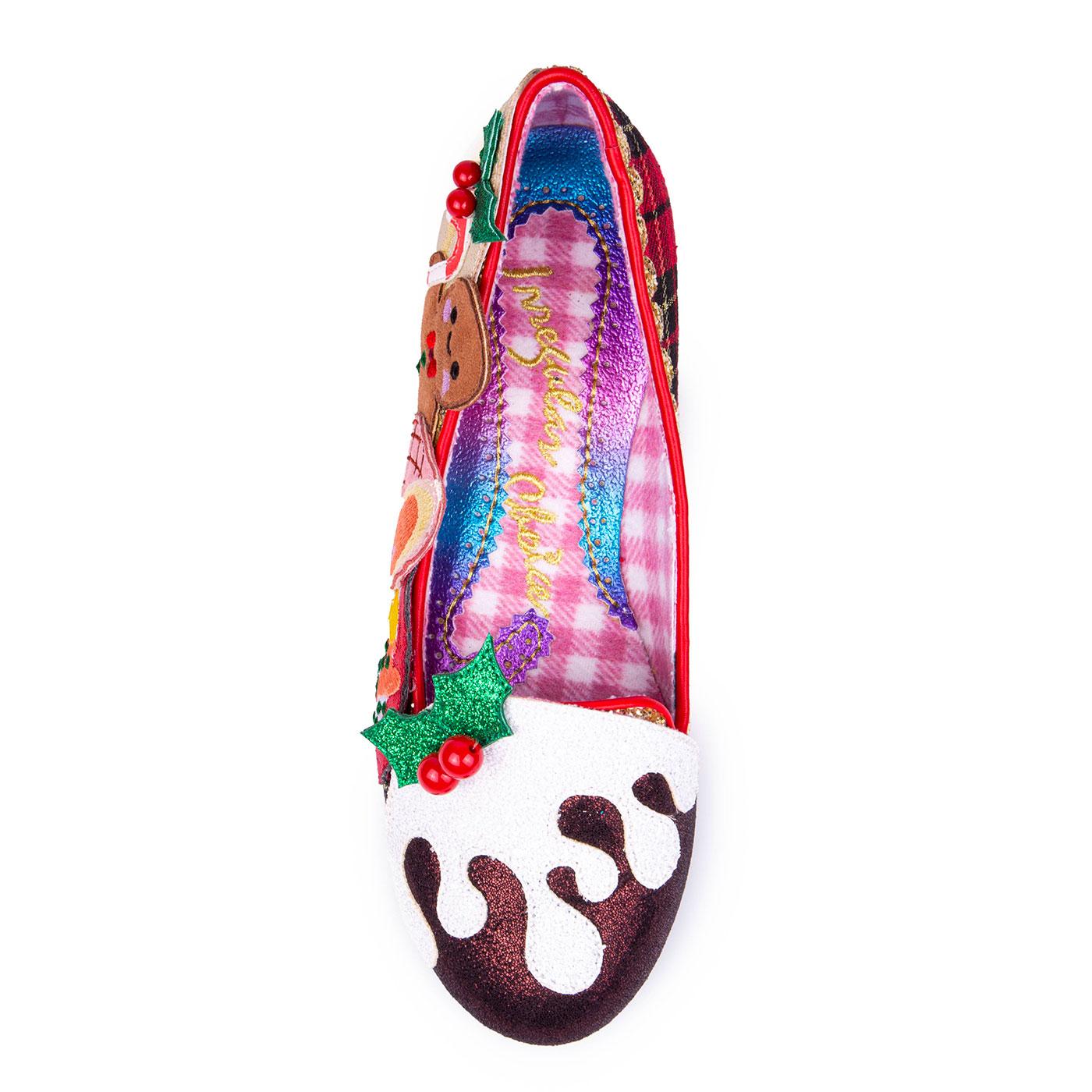 IRREGULAR CHOICE Xmas Lunch Christmas Pudding Festive Flats
