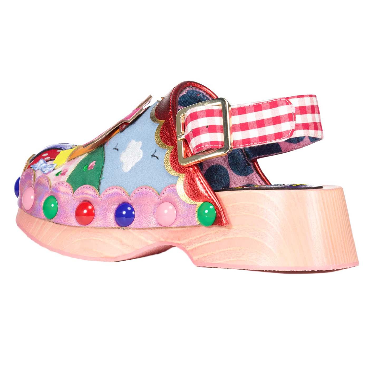 Your Biggest Fan Irregular Choice Retro Clog Sandals in Red