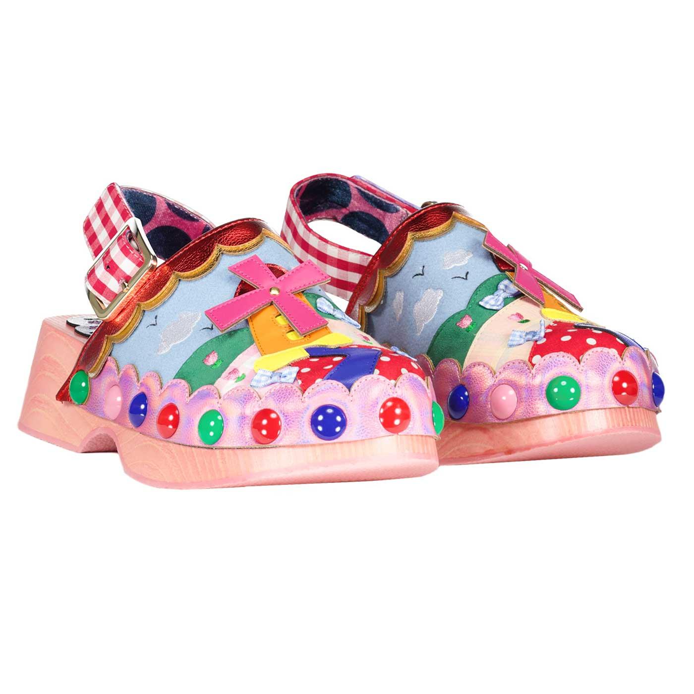Your Biggest Fan Irregular Choice Retro Clog Sandals in Red
