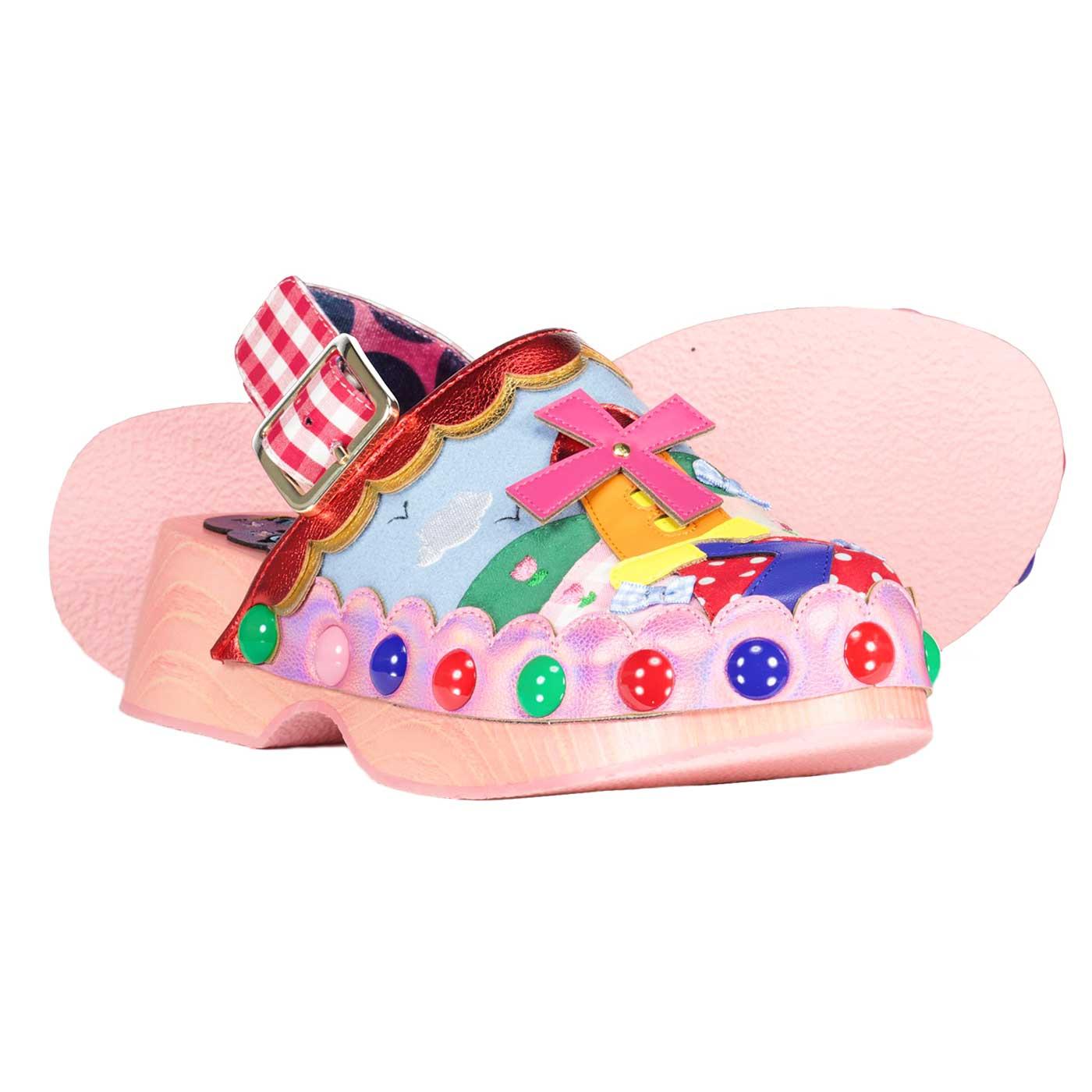 Your Biggest Fan Irregular Choice Retro Clog Sandals in Red