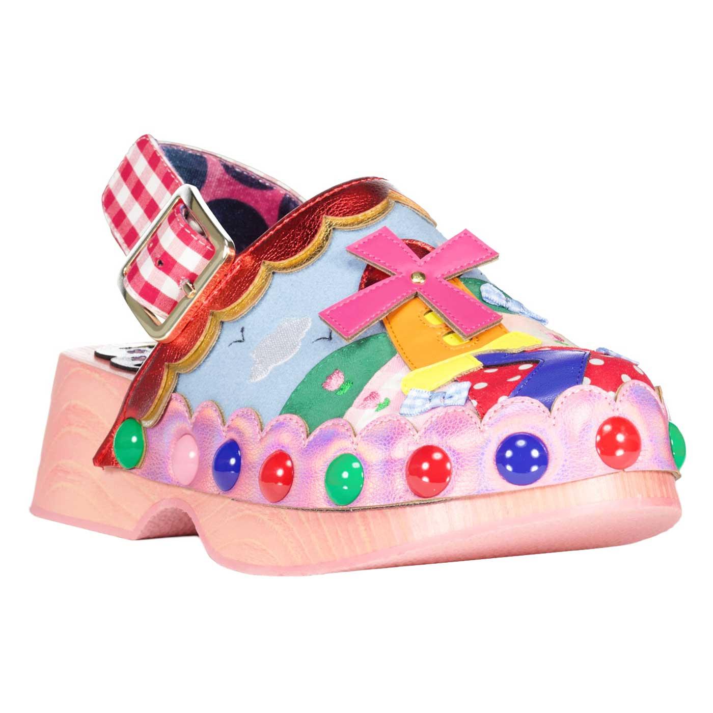 Your Biggest Fan Irregular Choice Retro Clog Sandals in Red