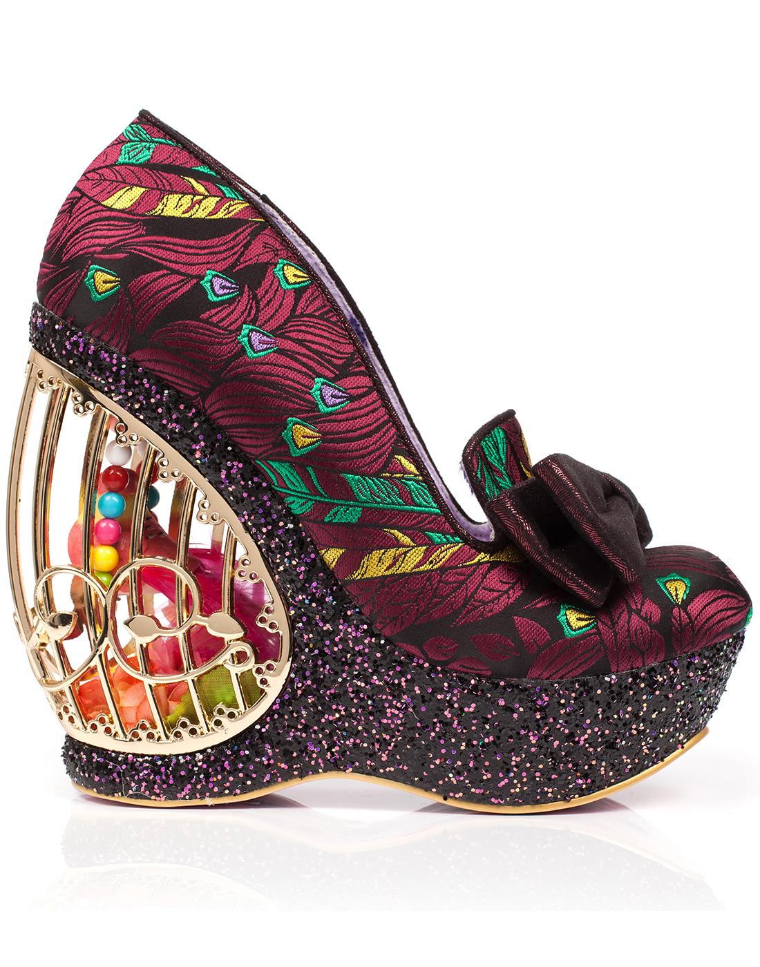 IRREGULAR CHOICE Ornate Agador Birdcage Heel Shoes In Fuchsia IRREGULAR CHOICE Ornate Agador Birdcage Heel Shoes In Fuchsia