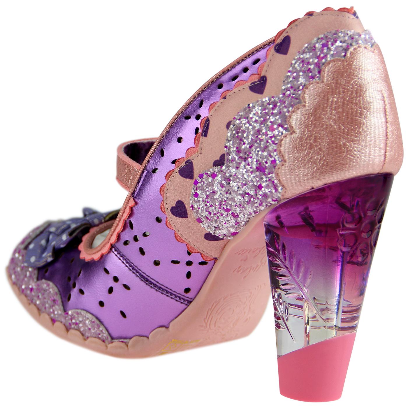 IRREGULAR CHOICE Shoependous Metallic Bow Heels Purple