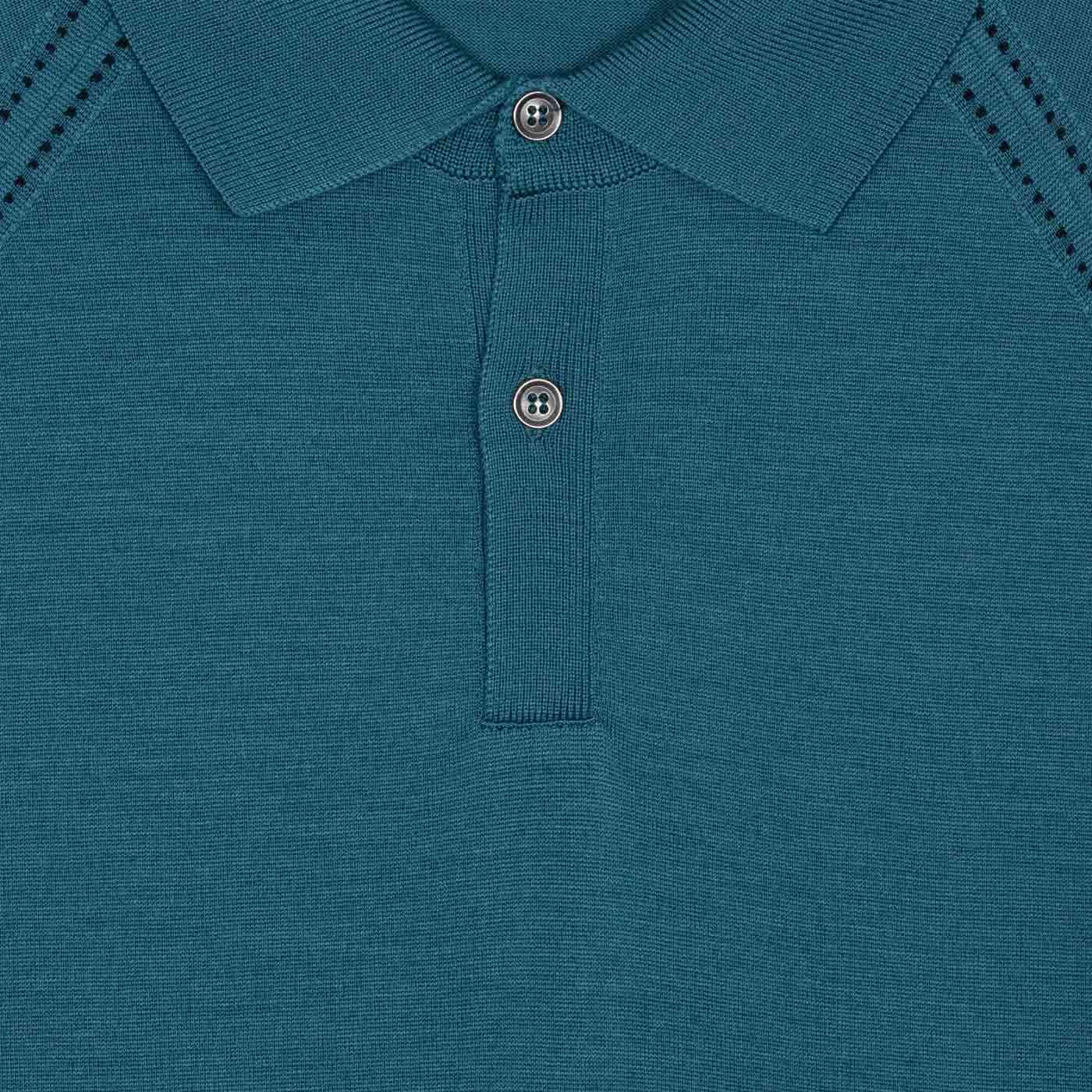 John Smedley Hanwell Tipped Raglan Polo Estate Blue Midnight