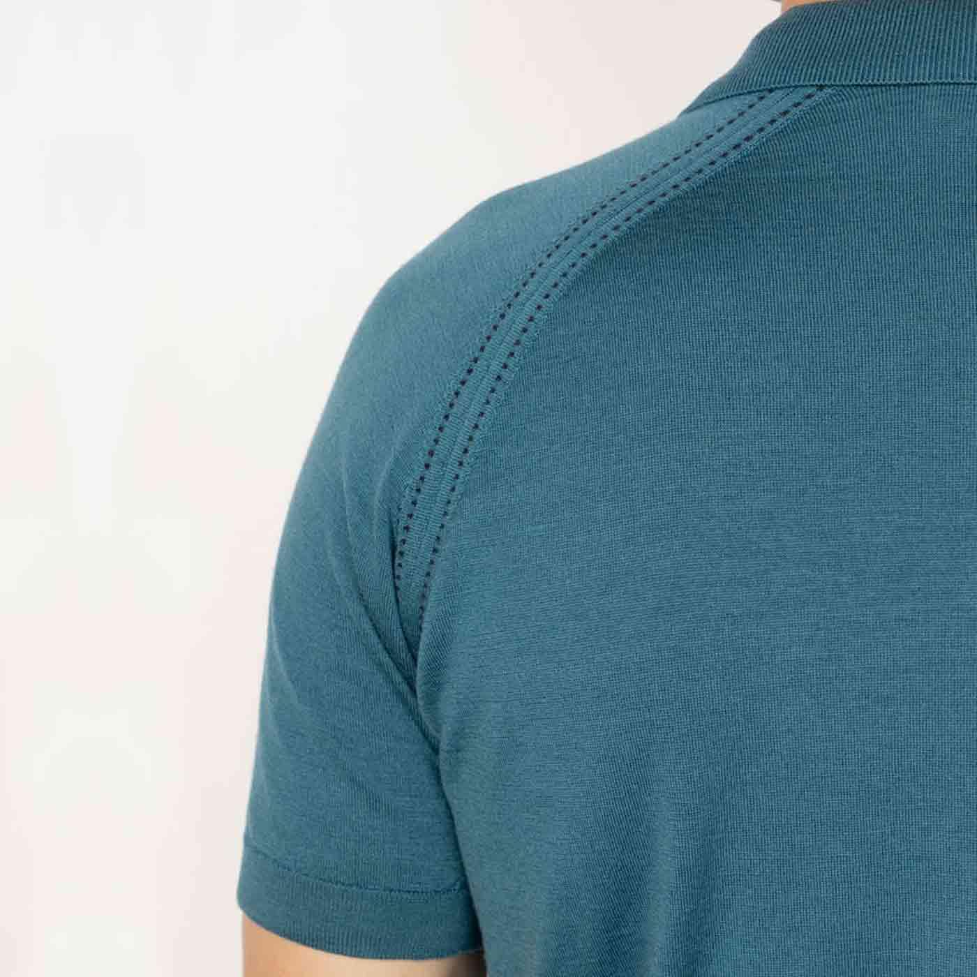 John Smedley Hanwell Tipped Raglan Polo Estate Blue Midnight