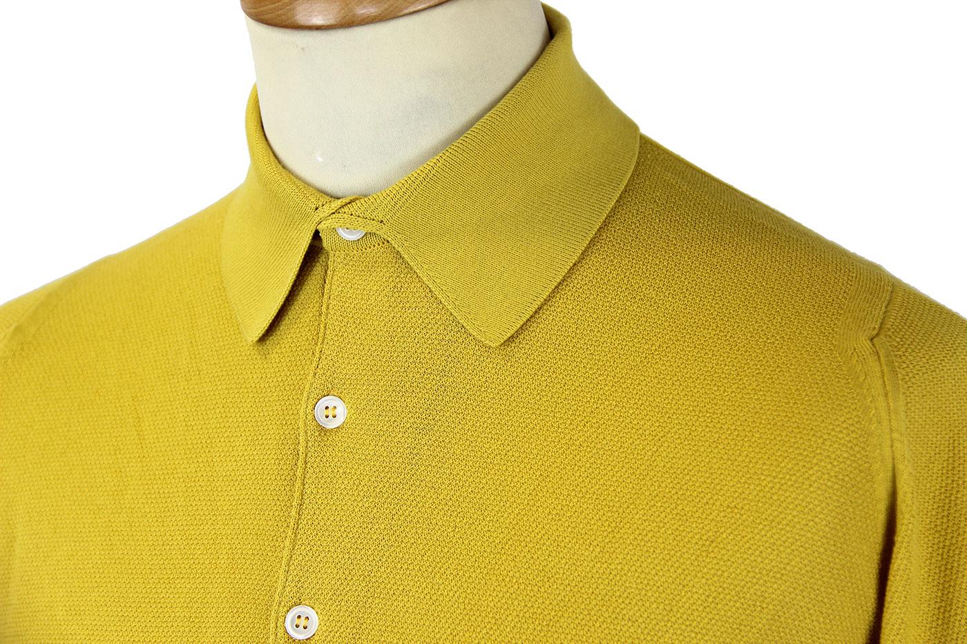 John Smedley Roth Retro 60s Mod Slim Fit Pique Polo Shirt Lemon