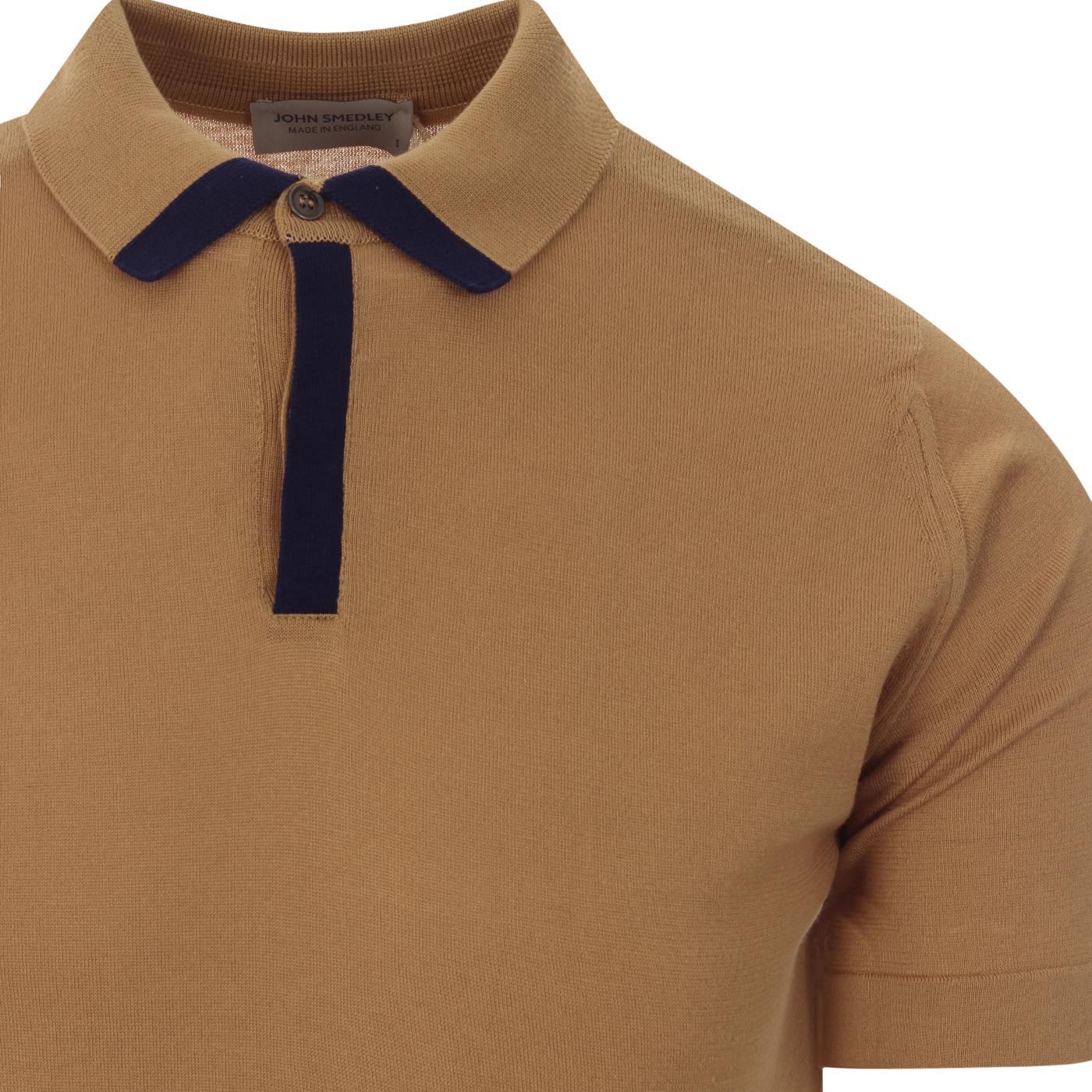 JOHN SMEDLEY Tarnbrook Mod Contrast Placket Polo in Caramel