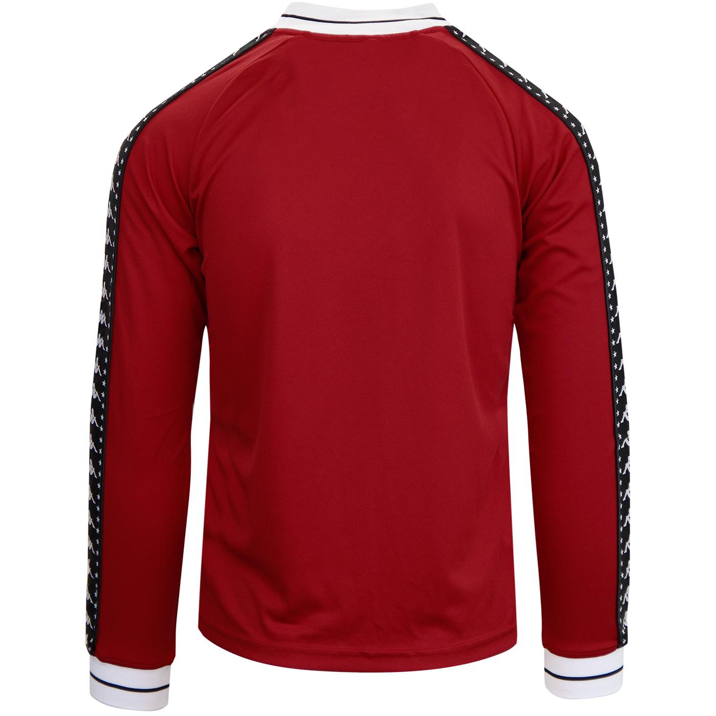 KAPPA Aneat Retro Mens 70s Taped Football T-Shirt in Red