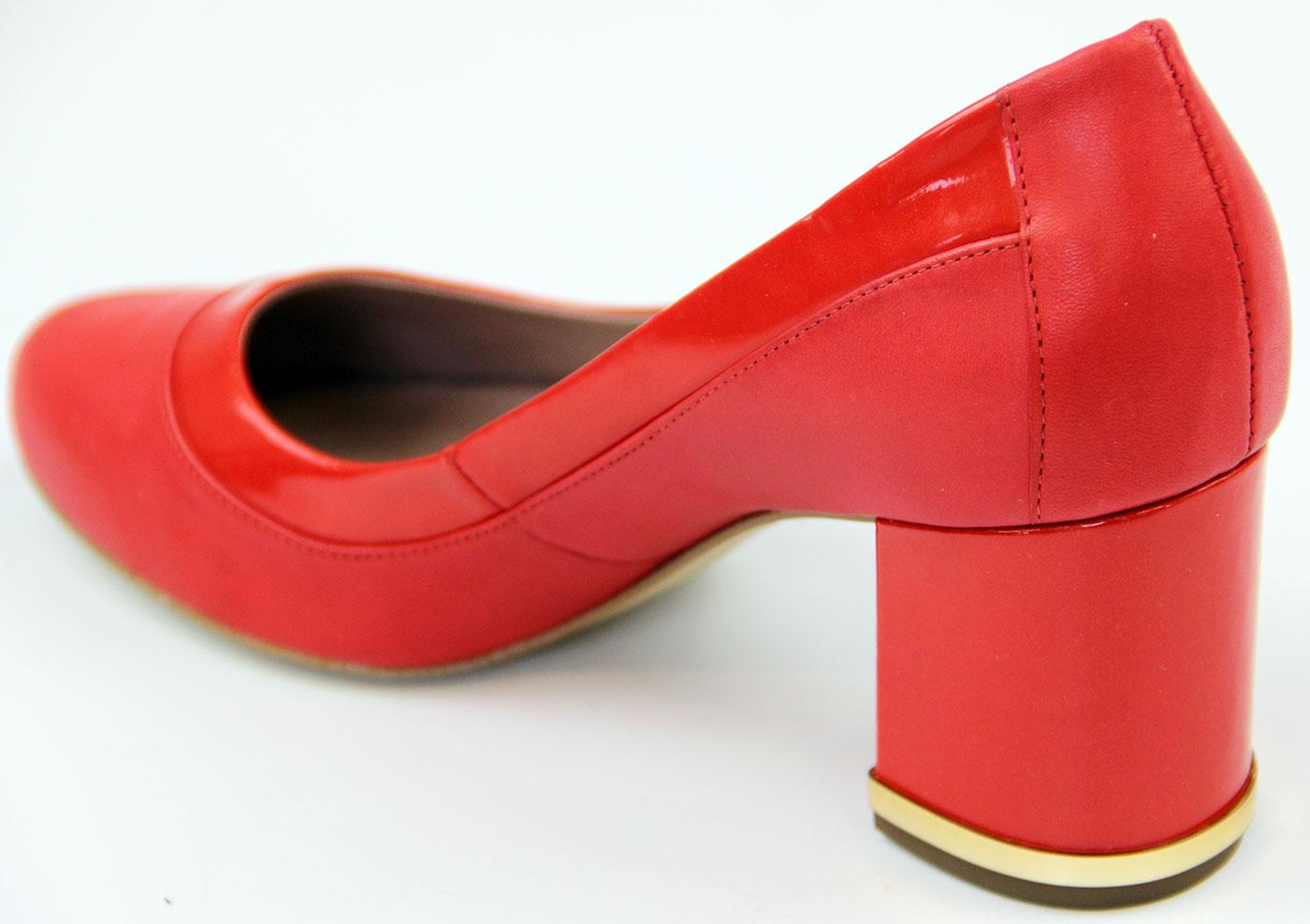 LACEYS Quarter Retro 60s Mod Patent Trim Court Shoes in Red