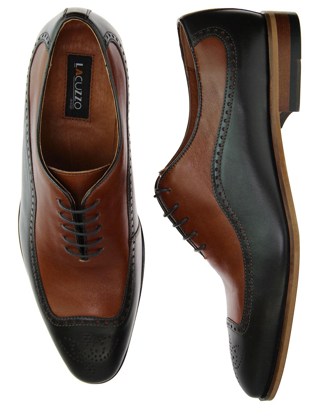 LACUZZO 1960s Mod Spatz Style Oxford Brogue Shoes Brown