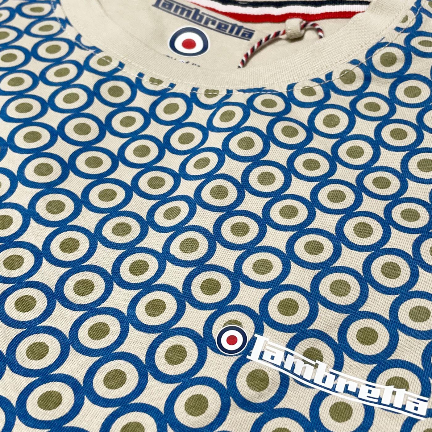 LAMBRETTA Retro Mod Geo Target Crew Neck T-shirt in Silver