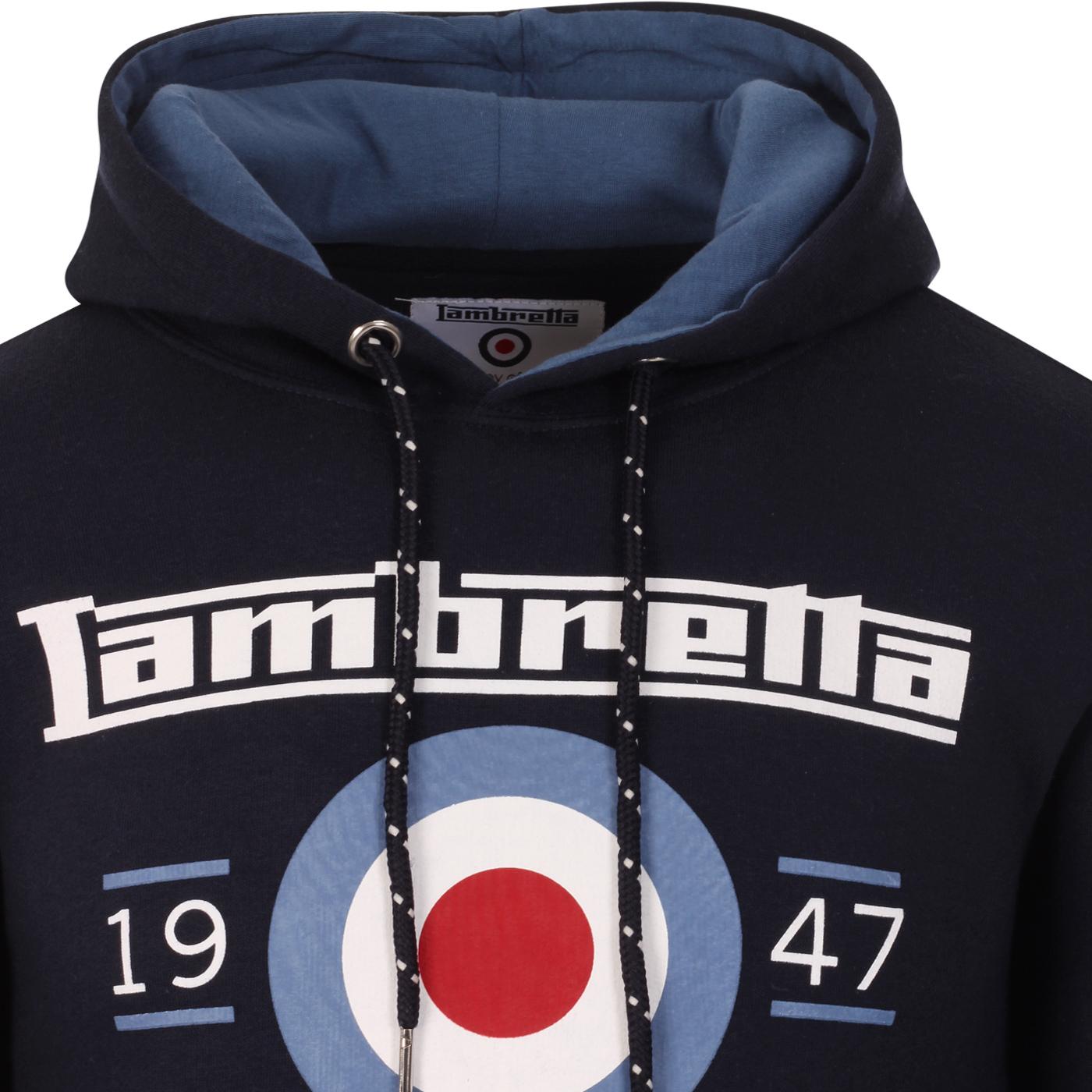 LAMBRETTA Men's Retro OTH Mod Target Hoodie in Navy