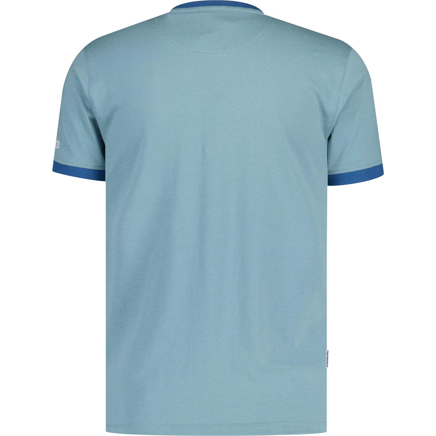 Lambretta Clothing '60s Mod Logo Retro Ringer Tee Smoke Blue