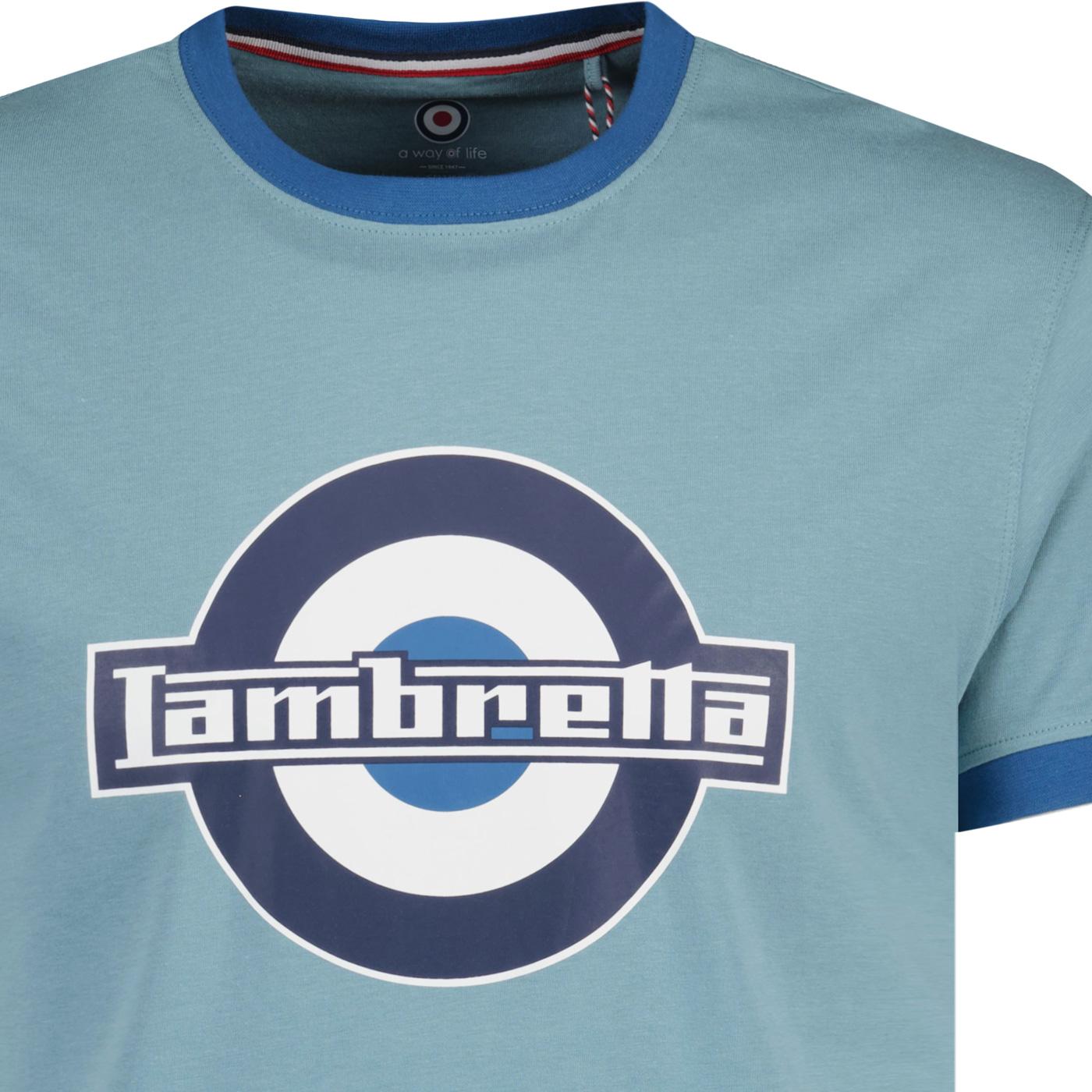 Lambretta Clothing '60s Mod Logo Retro Ringer Tee Smoke Blue