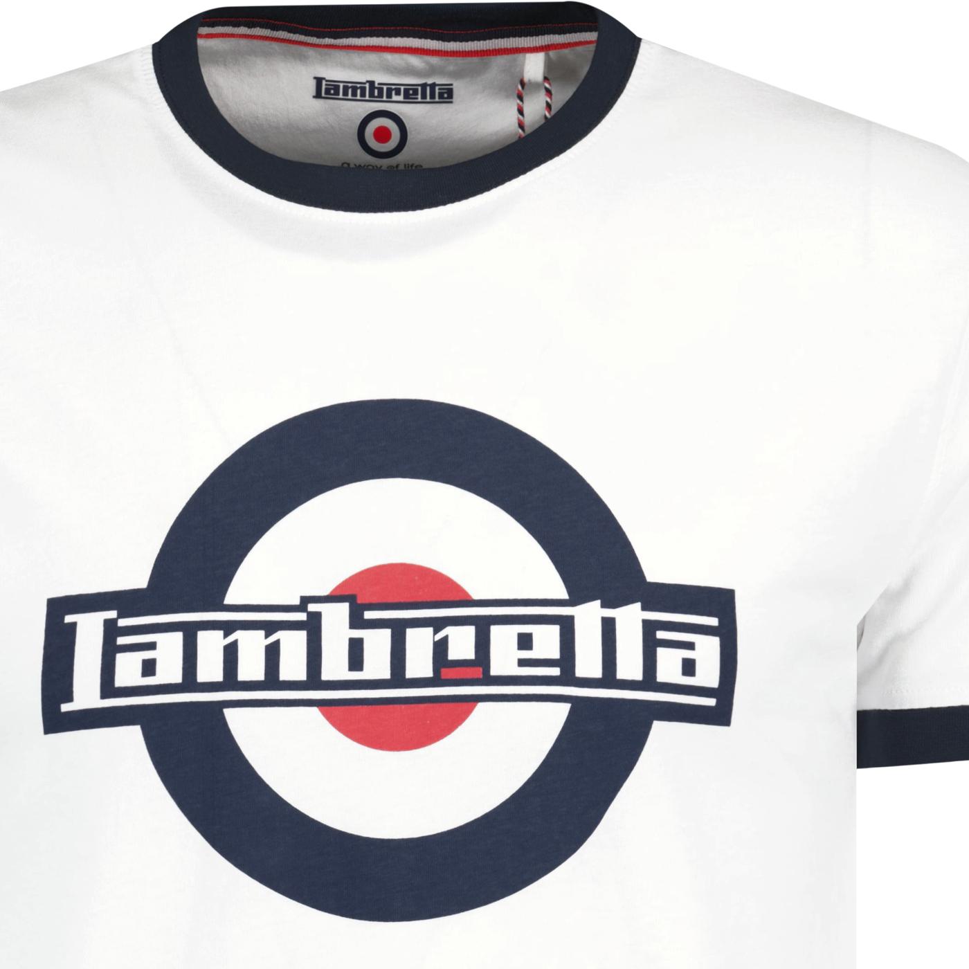 Lambretta Clothing '60s Mod Logo Retro Ringer T-shirt in White