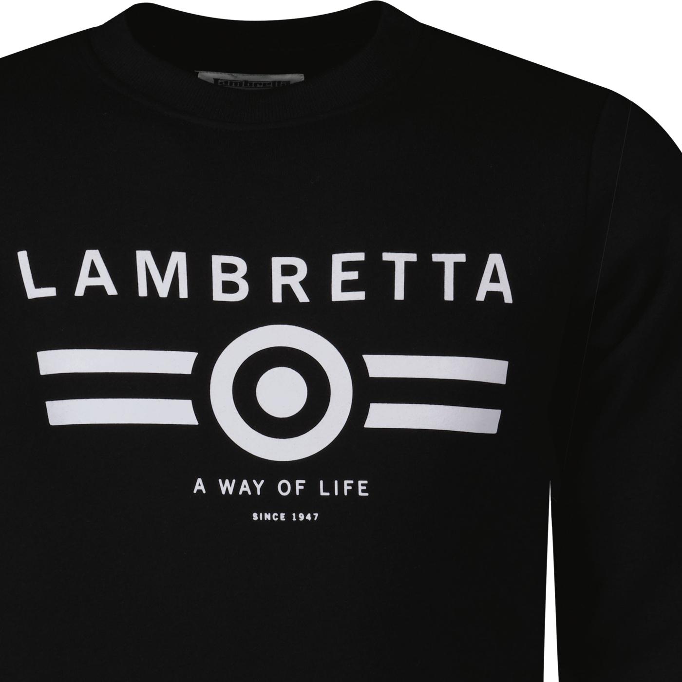 LAMBRETTA Stripe Mod Target Logo Crew Neck Sweatshirt